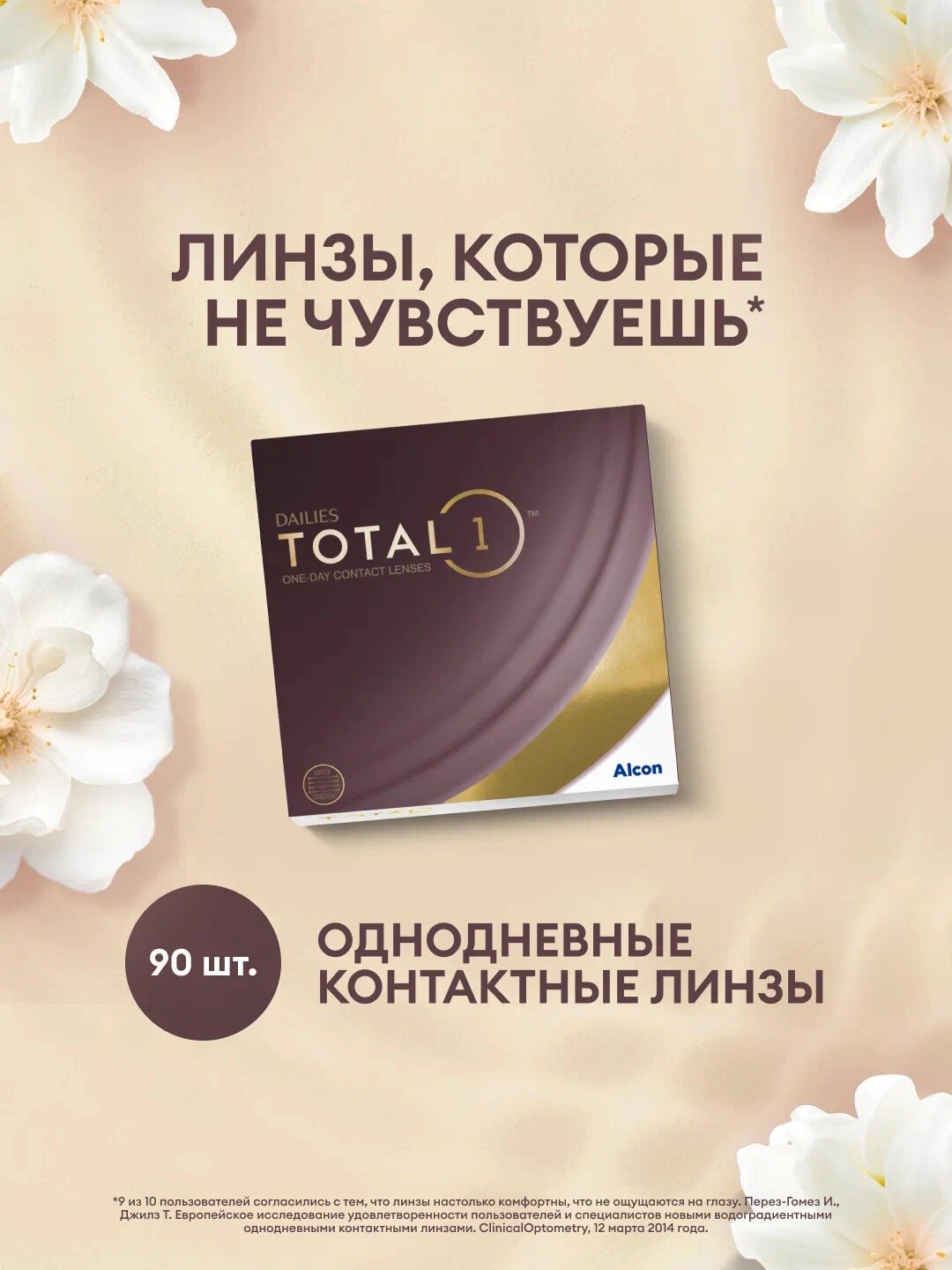 Контактные линзы Dailies Total 1 (90 pack), 8,5, -4,50