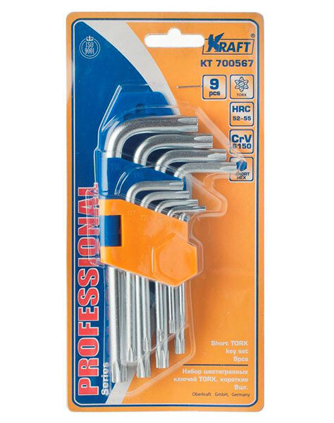 Набор ключей KRAFT TORX коротких Т10 50 9 предметов