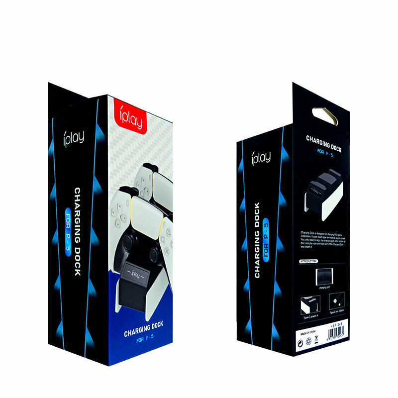 Зарядная станция для геймпадов PS5, док-станция двойной зарядки для контроллера DualSense с кабелем USB Type-C