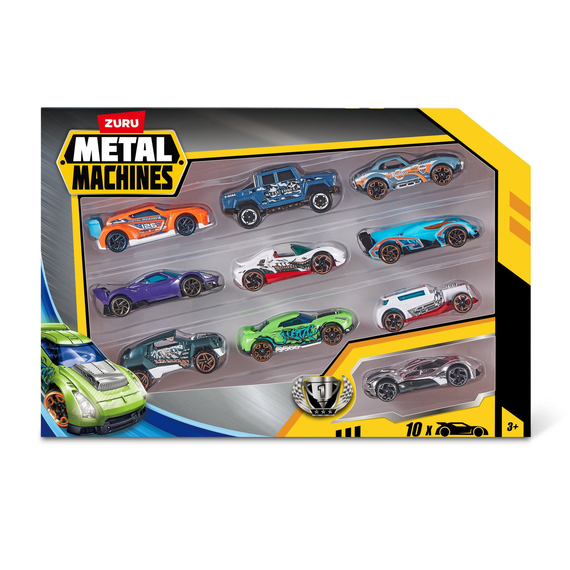 Набор из 10 машинок ZURU METAL MACHINES в ассортименте, 1:64, 7 см, 6750