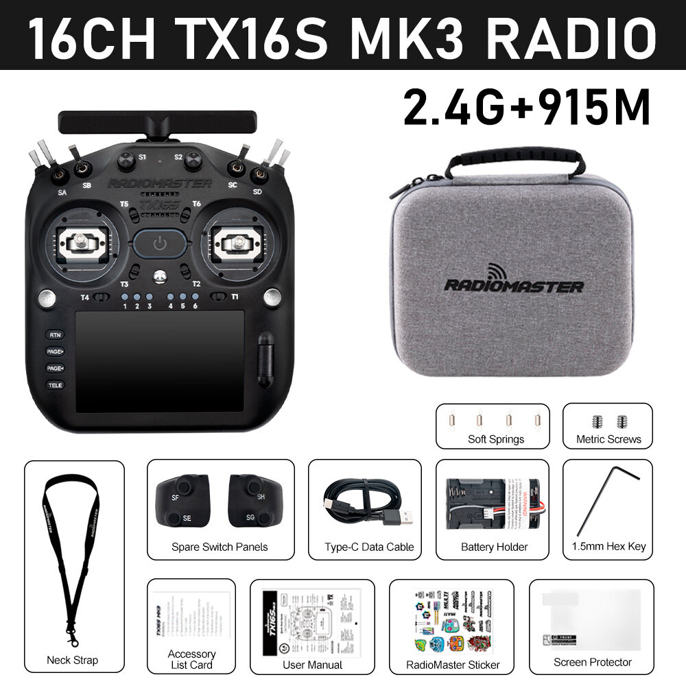 Radiomaster Аксессуар для радиоуправляемых моделей TX16S MK3 Пульт ДУ с EdgeTX 2.4G+915M