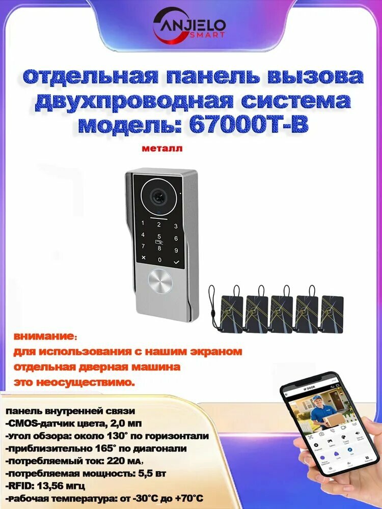Отдельная панель вызова, двухпроводная система 2,0МП с паролем от IC-карты для разблокировки