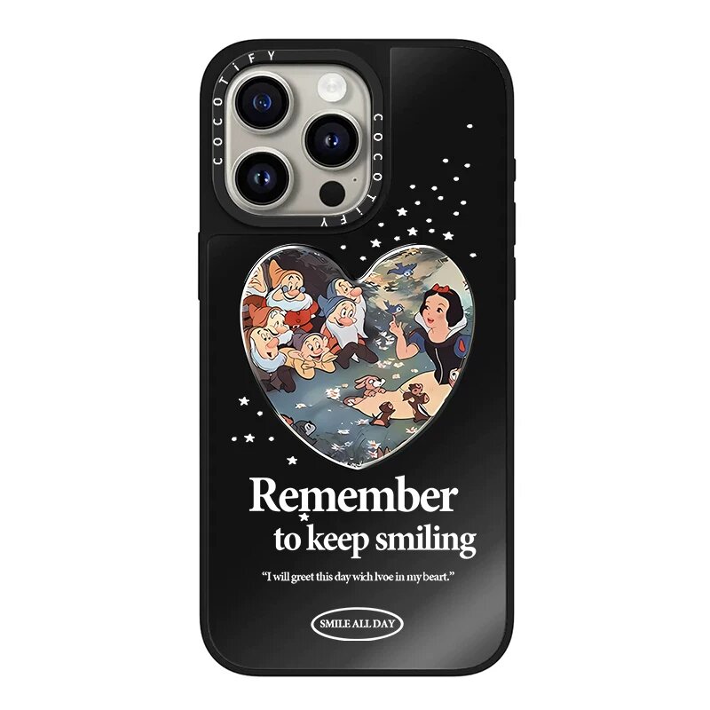 CASETi iPhone 17 Зеркальный чехол с изображением семи гномов и принцесс, черная матовая поверхность, магнитная