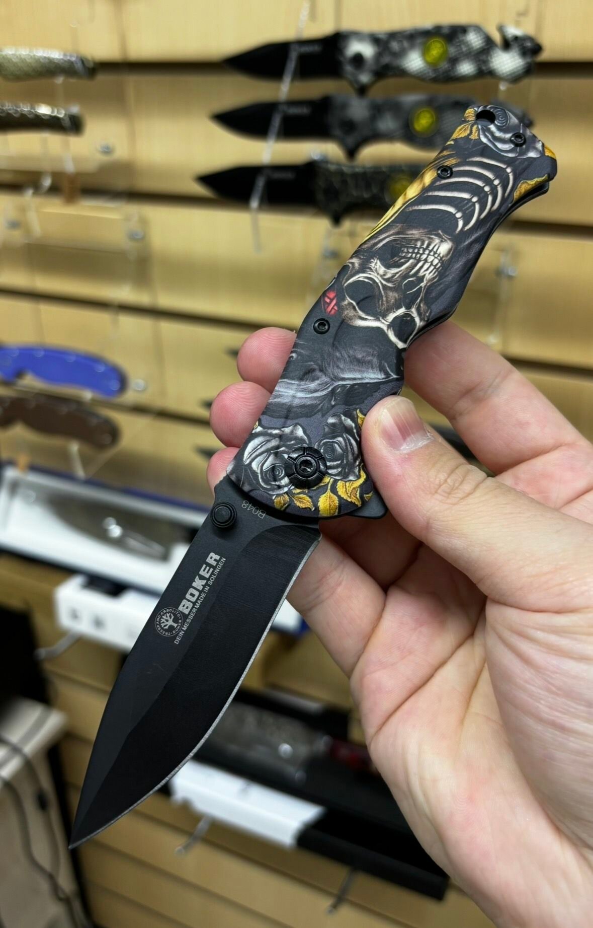 Складной нож Череп Boker, длина лезвия 8.5 см