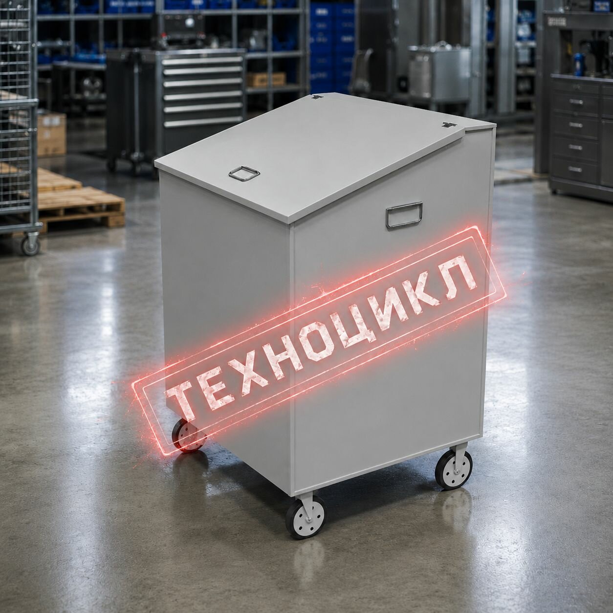 Ларь для белья GM-1K техноцикл 800х590х650-800 мм, на колесах, светло-серый