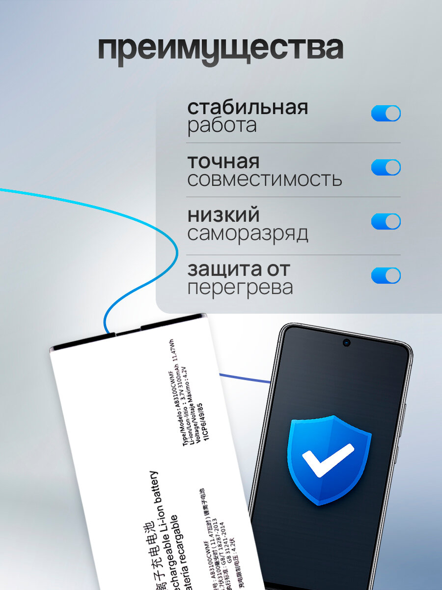 Аккумулятор AB3100CWMF для Philips Xenium E580 / E590, батарея — фото 1