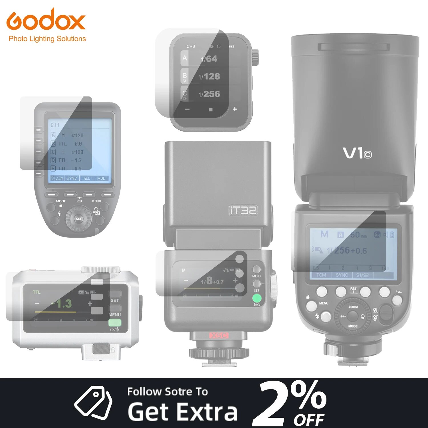 Защитная пленка для Godox X3 XPro iT32 iT30Pro V1 V100 V480 V850II V850III V860III 2pcs, For IT32