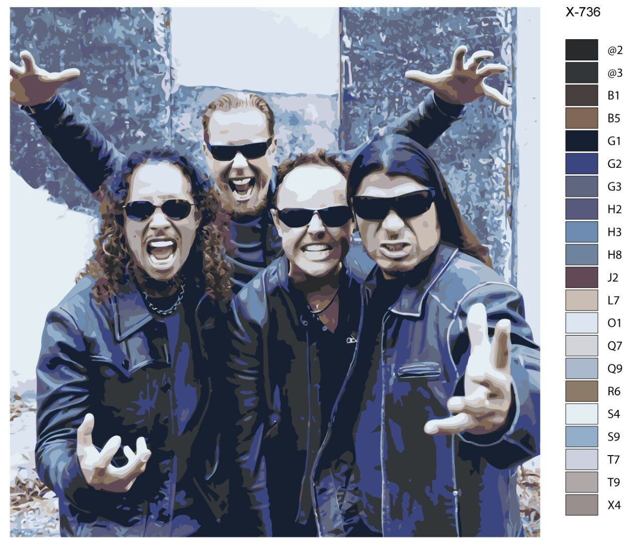 Картина по номерам X-736 "Рок-группа Metallica" 80х80