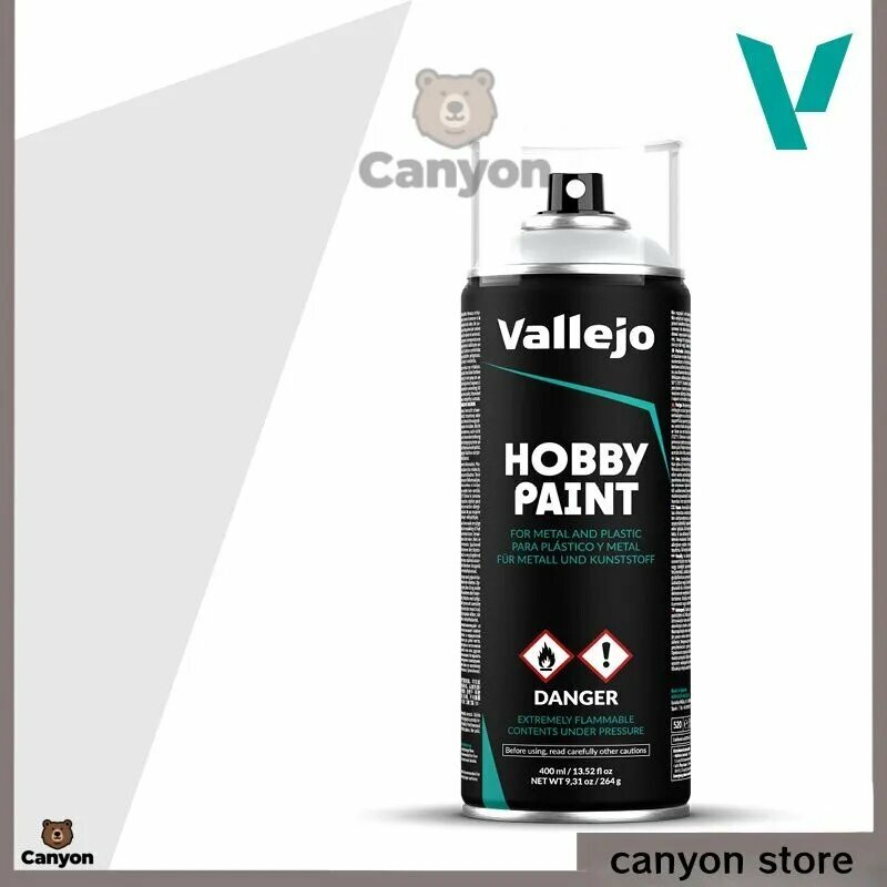 Краски акриловые аэрозольные для моделирования Vallejo серии Basic Primer - Grey Primer 28011 (400мл)