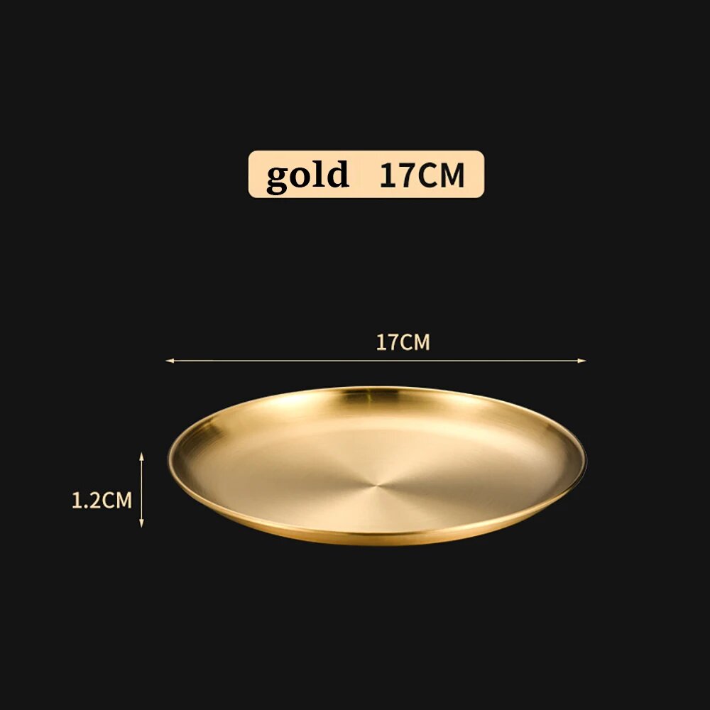 Золотая тарелка из нержавеющей стали 1pc Gold 17cm