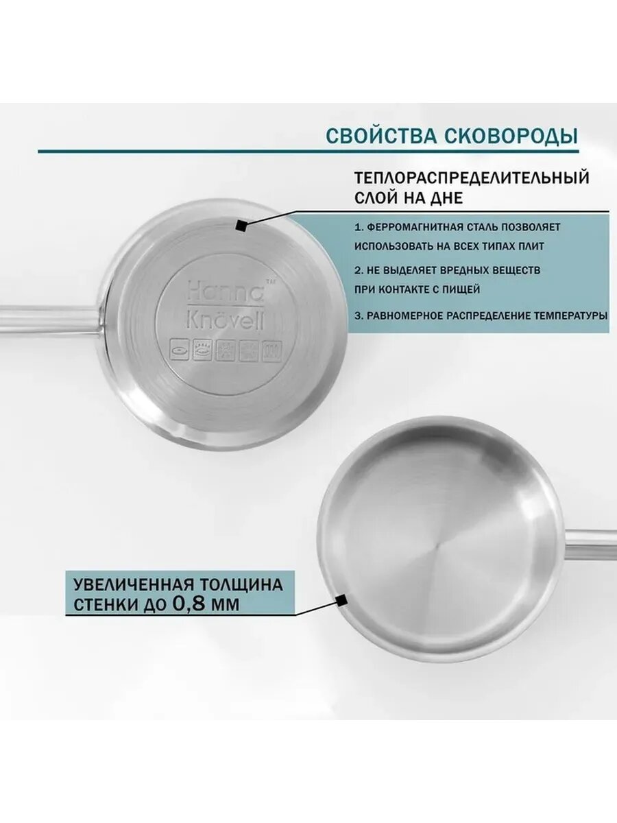 Нержавеющий сотейник с крышкой и индукцией