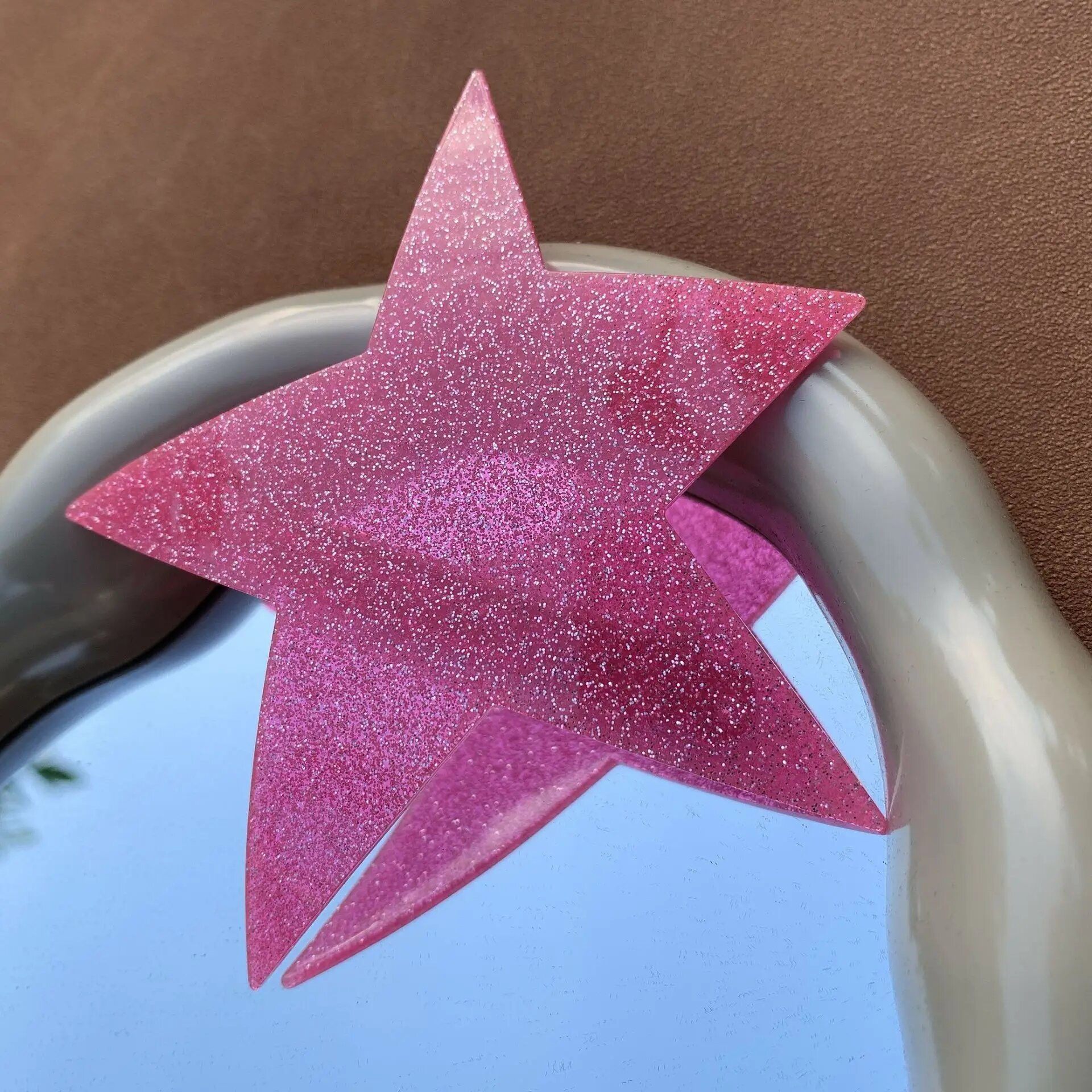 Розовая заколка для волос Звезда, sparkling pink, Цвет: 6