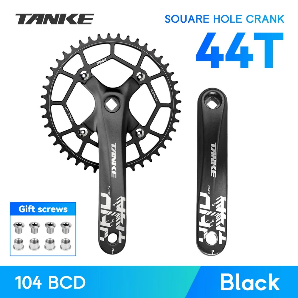 TANKE FC-430 Шатуны Алюминий Черный/Красный 170мм 104BCD 32-44T MTB Черный, Black Crank-44T