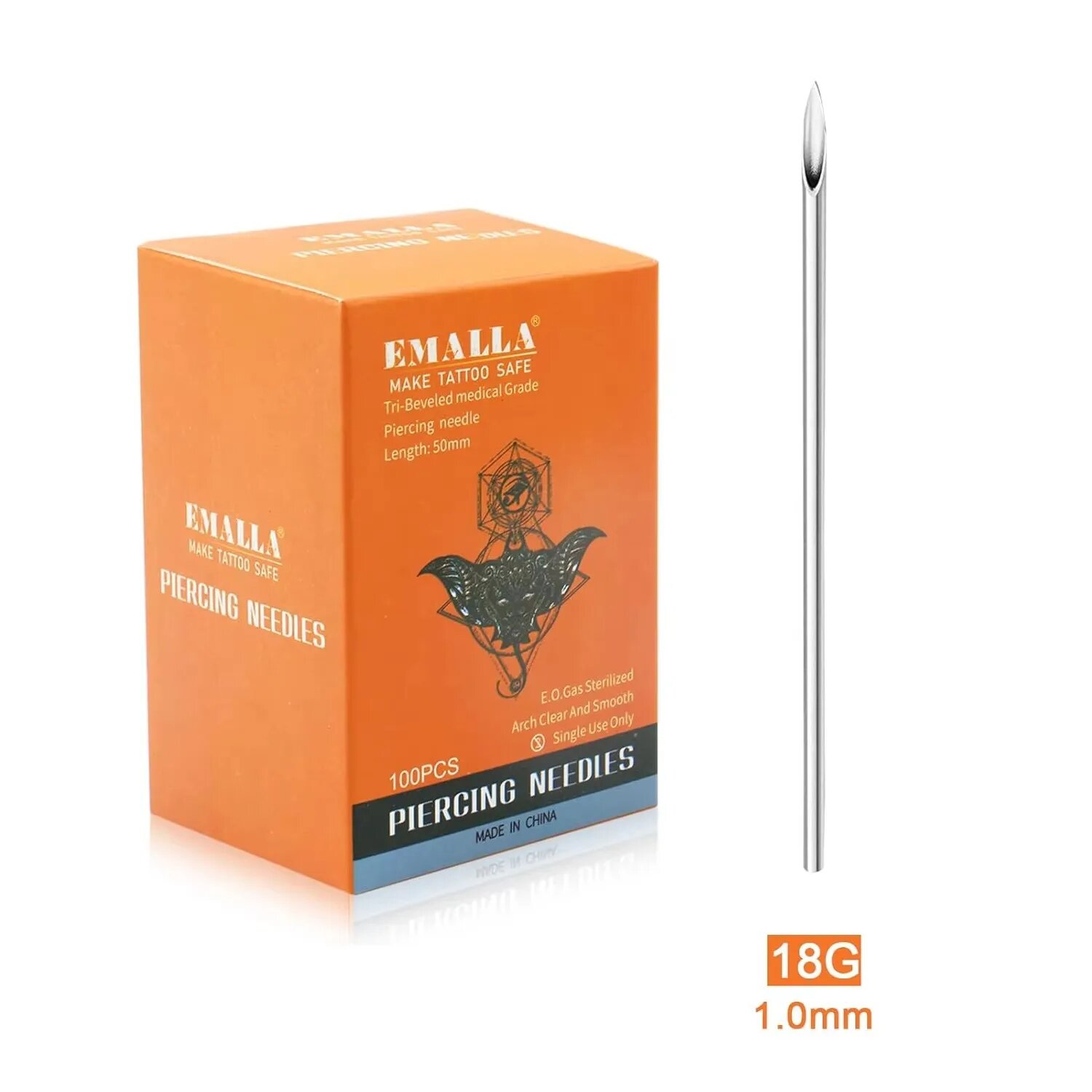 Стерильные иглы для пирсинга Emalla 18G 1.0mm, 5шт