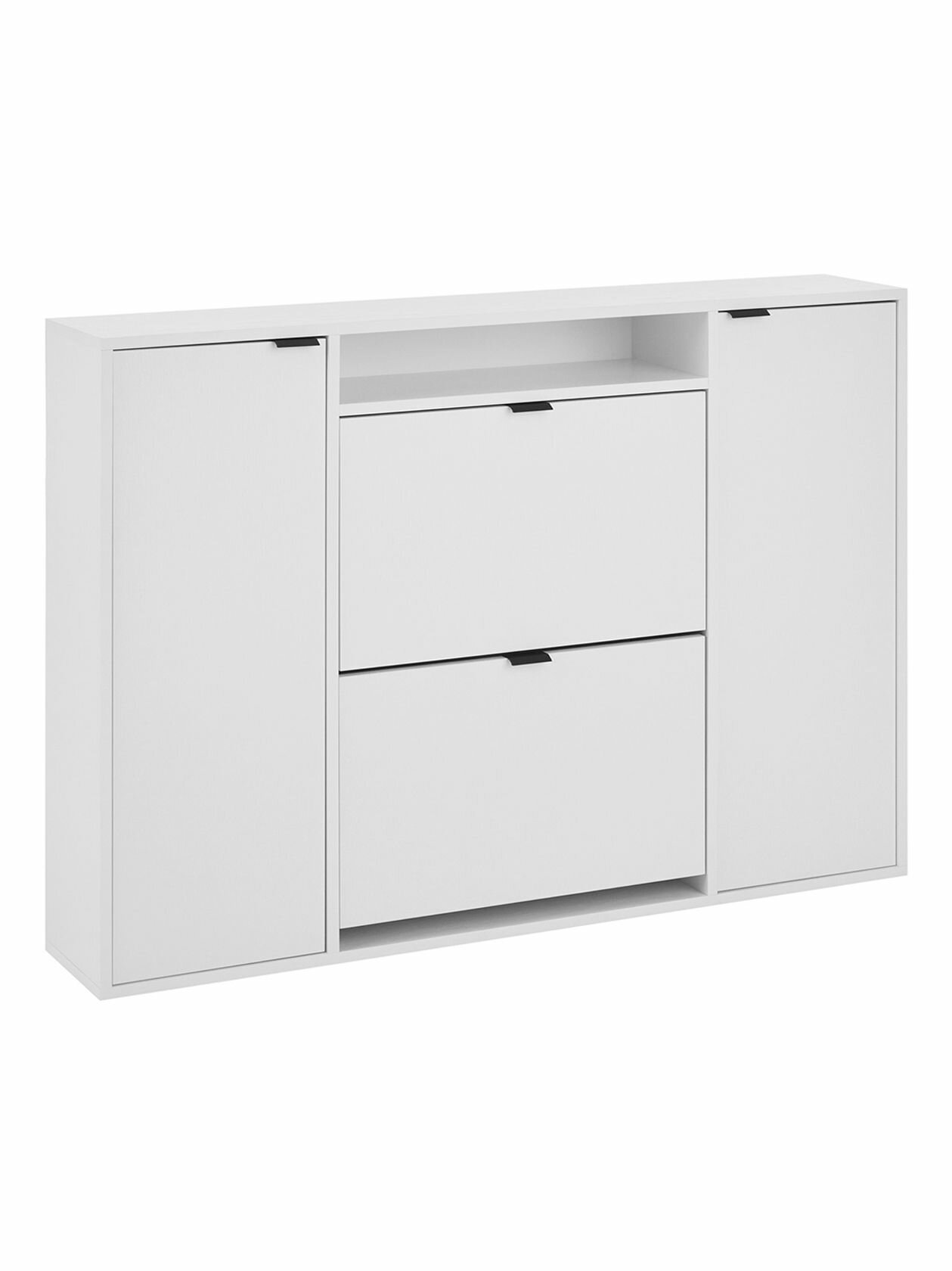 Обувница Комфорт ШК-4 с полками, 124.8x22.6x88.1 см, Белый текстурный