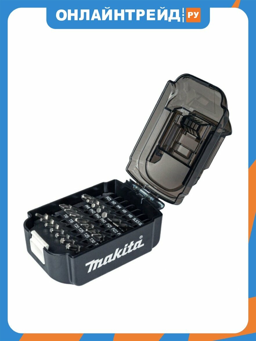 Набор Makita 21шт, биты(Ph-1,2,3, Pz-1,2,3, SL0.8х5.5, SL1.2х6.5, Hex-3,4,5,6, T-10,15,20,25,30)