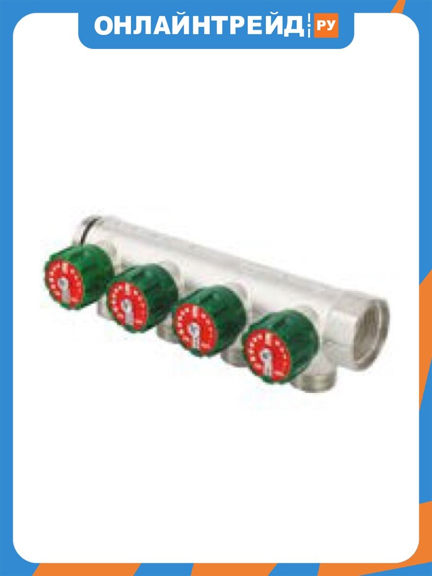 Коллекторная группа Elsen 3/4", 3 контура, размер отвода-1/2" НР ПУ, вентили под 90°, TIN латунь