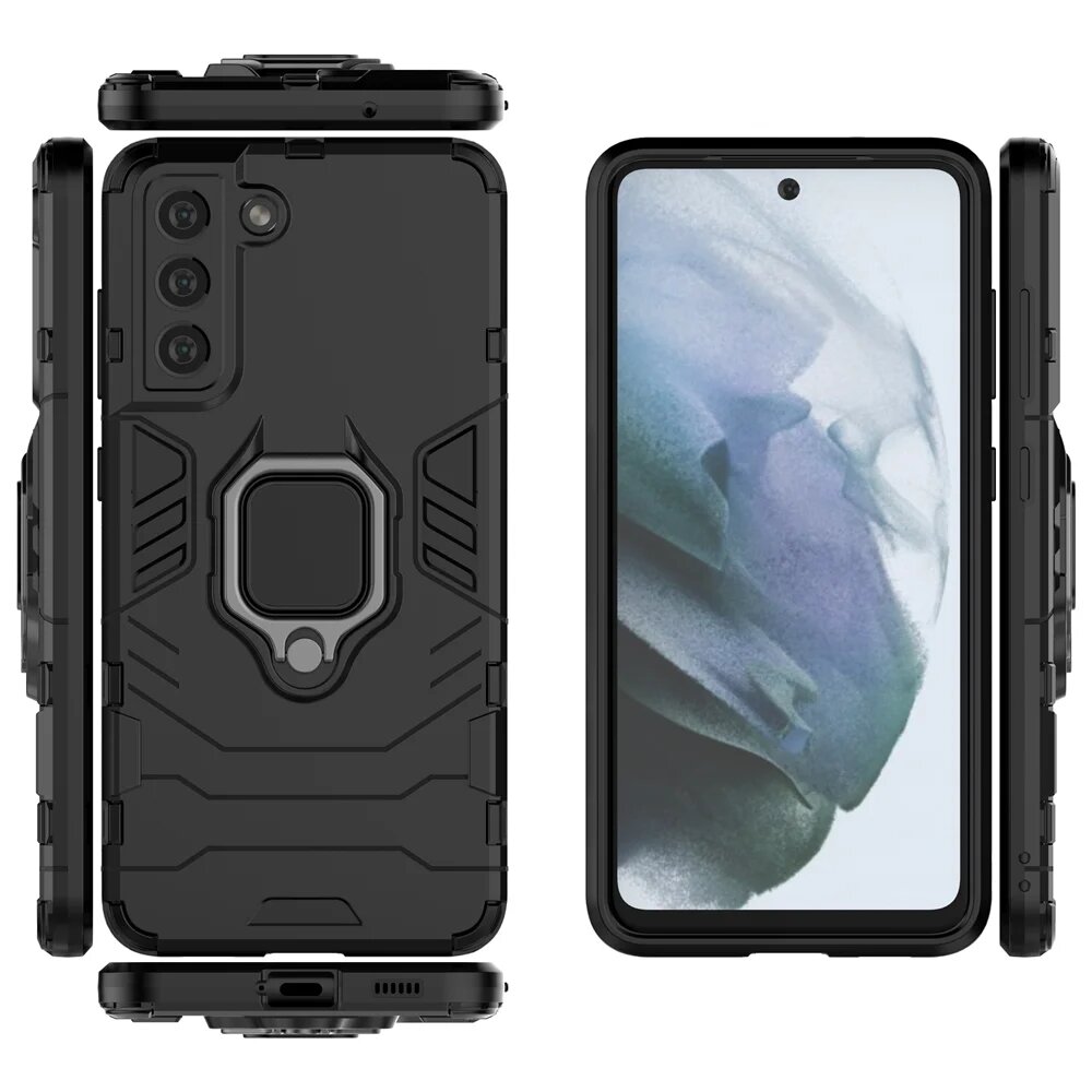 Для Samsung Galaxy S21 FE Полный противоударный бронированный чехол для Samsung S21 FE S21FE Магнитное кольцо Задняя крышка Защитный чехол для телефона