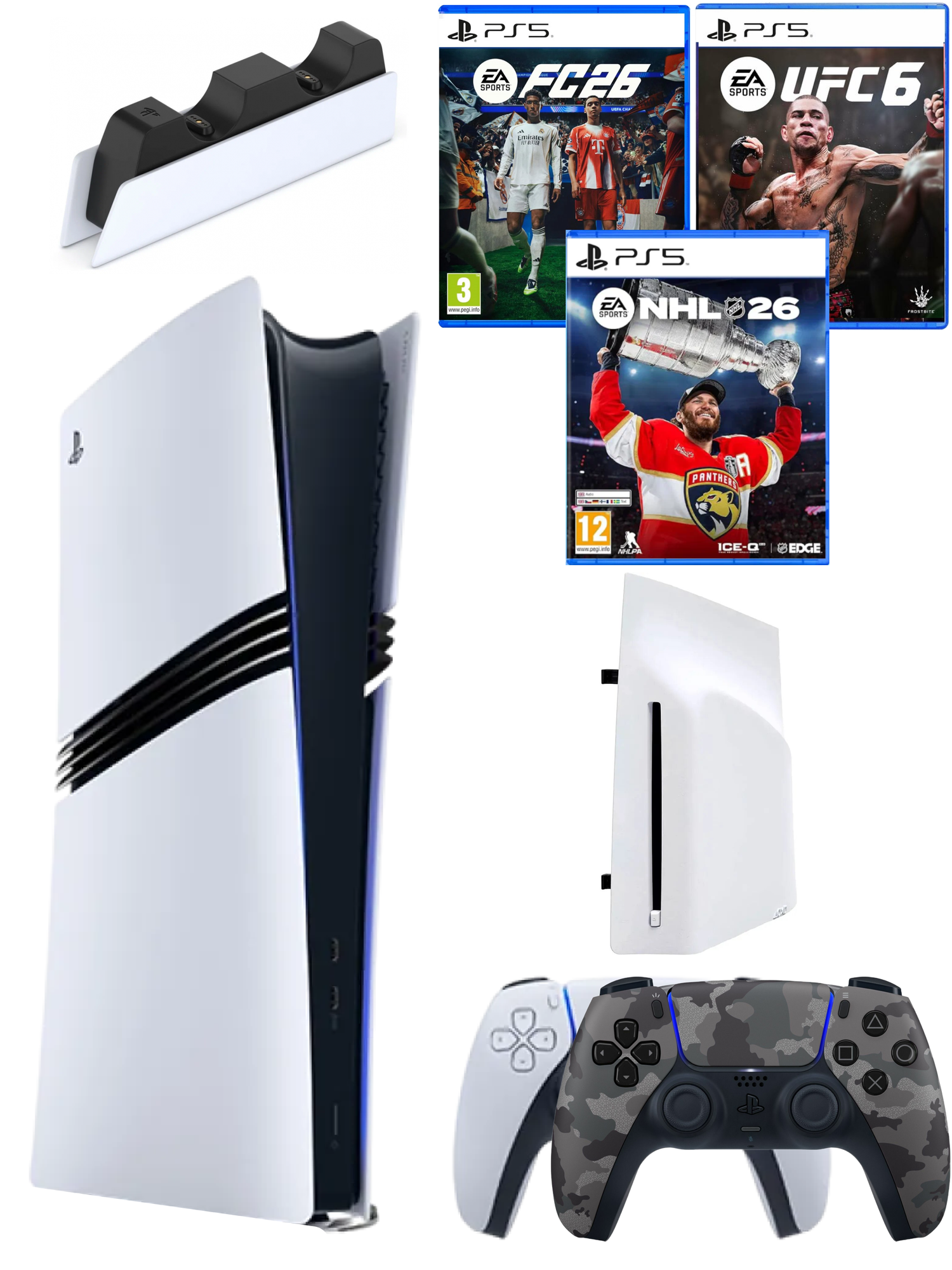 Игровая приставка Sony PS 5 Pro Digital Edition+Зарядная станция+ Дисковод +2-ой геймпад+3 игры , 2Tb SSD