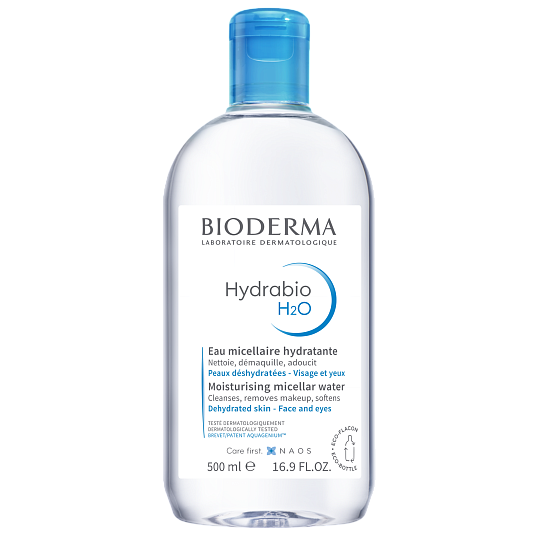 BIODERMA HYDRABIO H2O MOISTURISING MICELLAR WATER Гидрабио H2O Мицеллярная вода для сухой и обезвоженной кожи 500 мл.