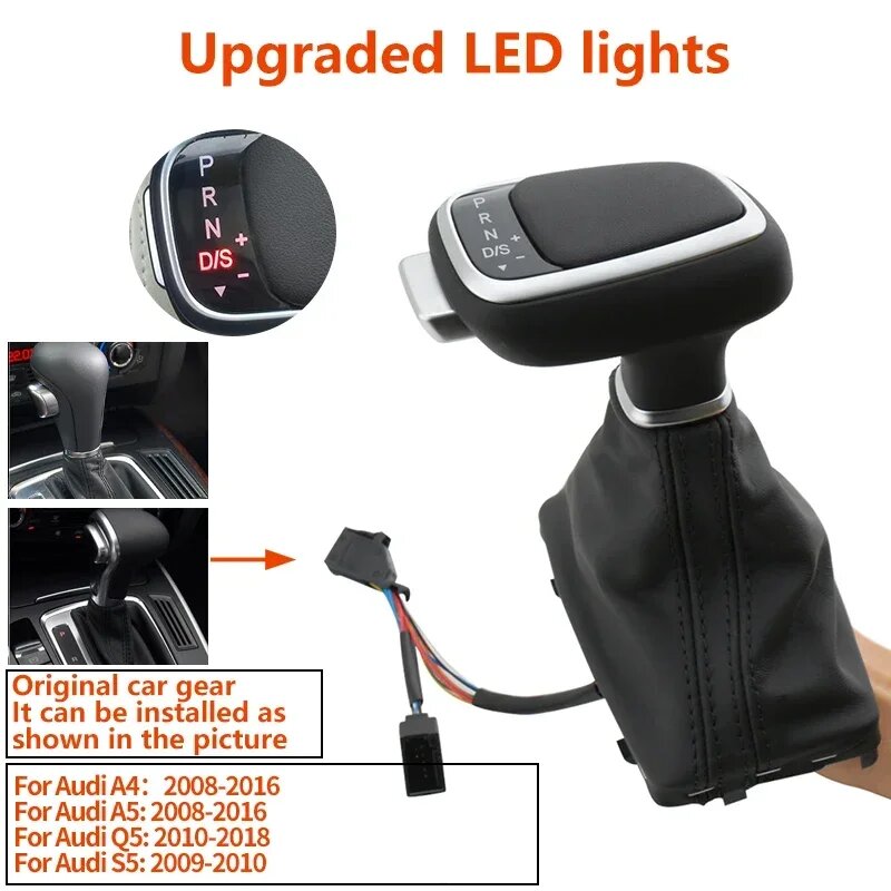 Ручка КПП с LED для Audi A4/A5/Q5 кожаная