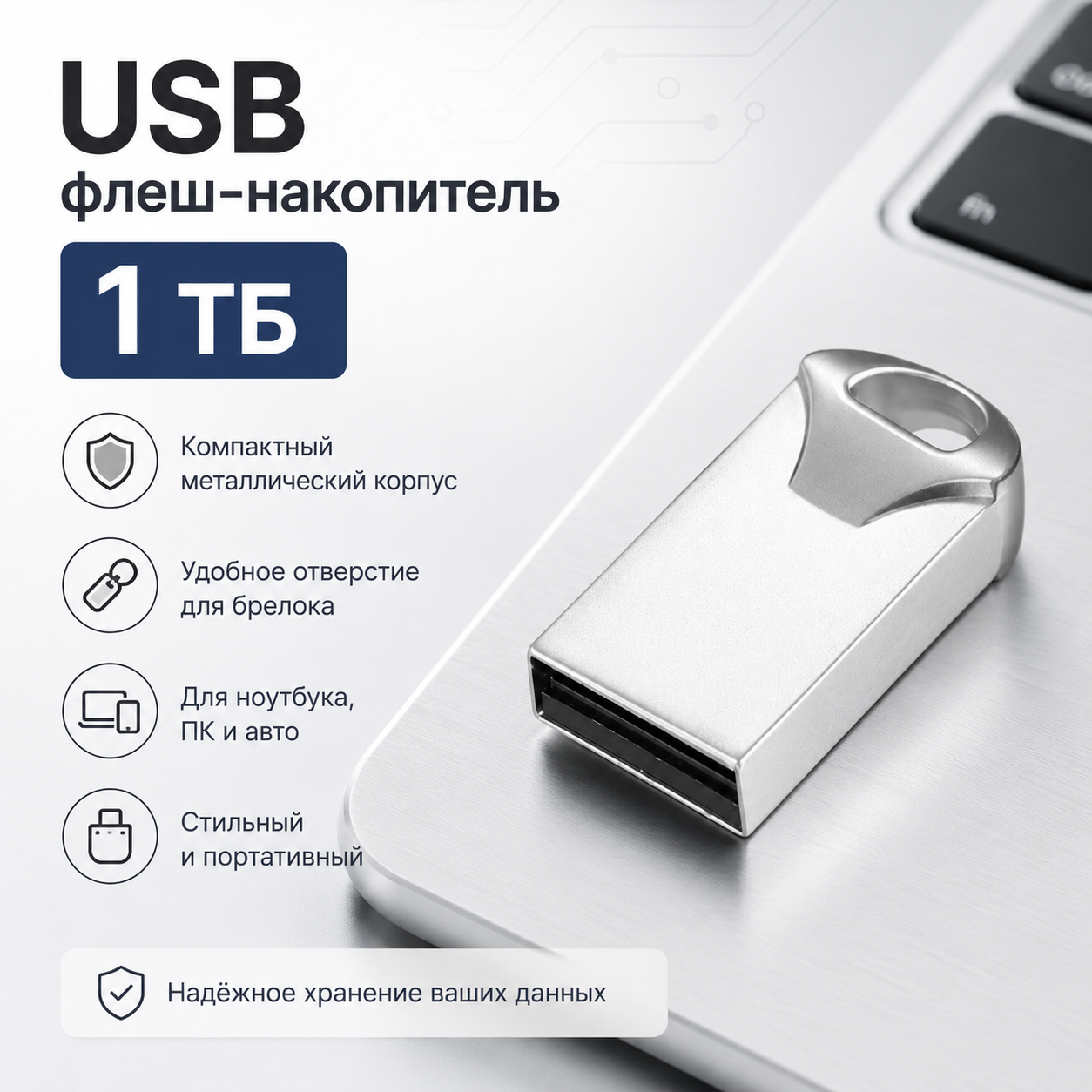 USB-флеш-накопитель 1 ТБ, металлическая мини-флешка для хранения данных, для ноутбука, ПК и автомобиля