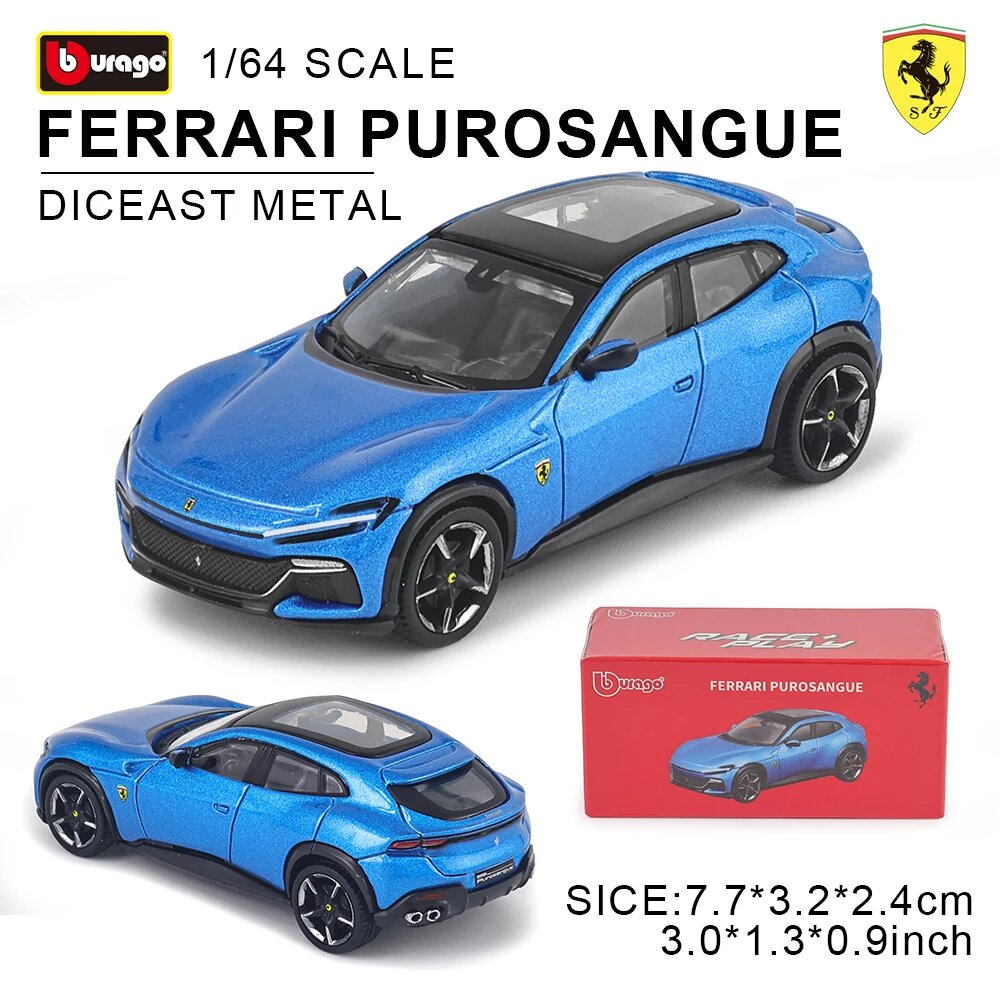 Bburago 1:64 Ferrari Purosangue 296 GTB Assetto Fiorano Синий, 1-64 Purosangue