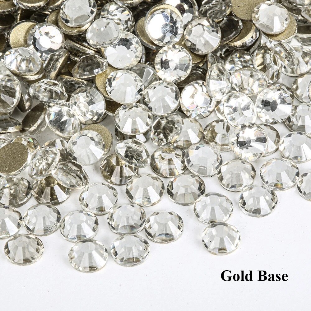 Стразы стеклянные Crystal, Gold Base SS3-SS30