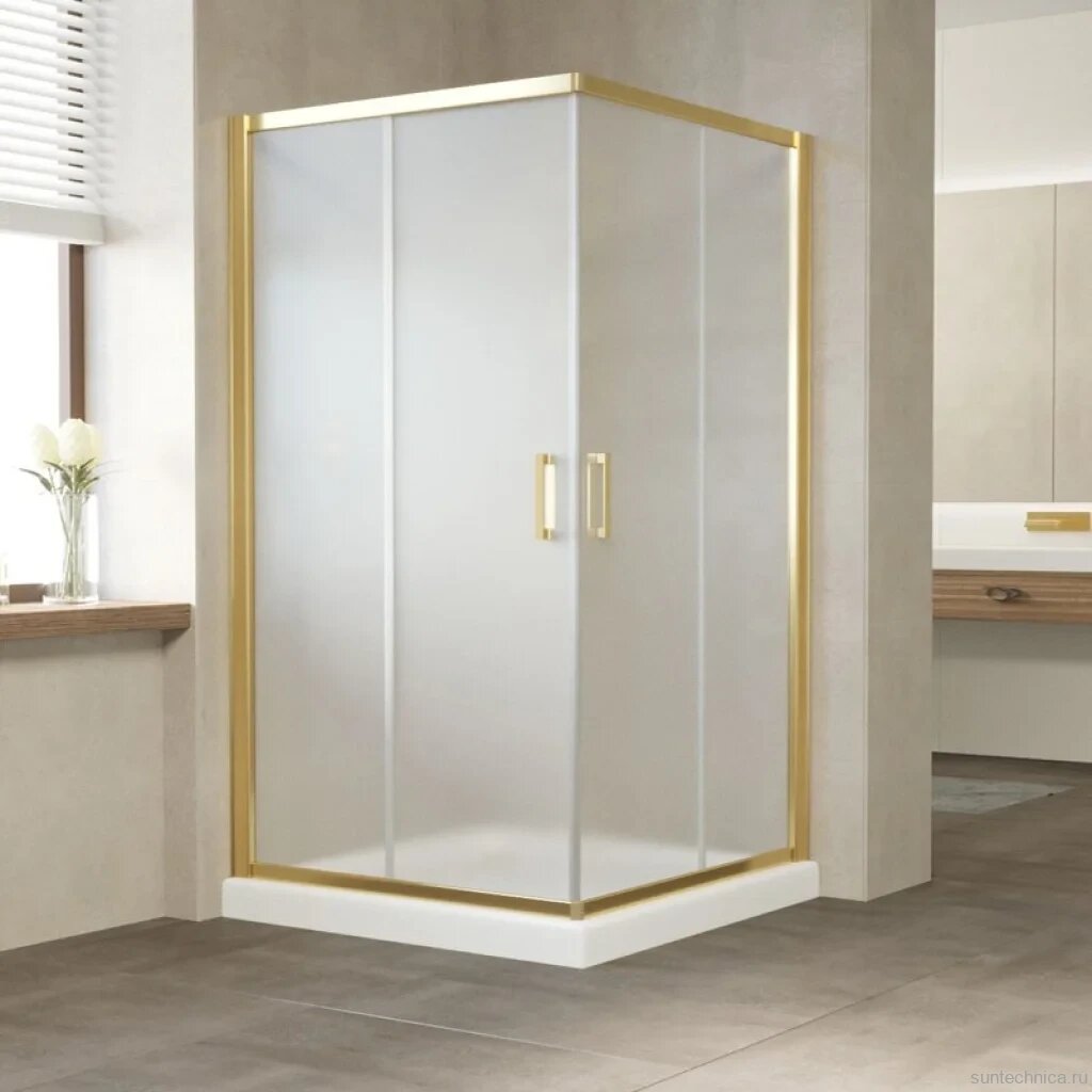 Душевой уголок Vegas Glass ZA Tur Novo 120 09 10 профиль золото, стекло сатин