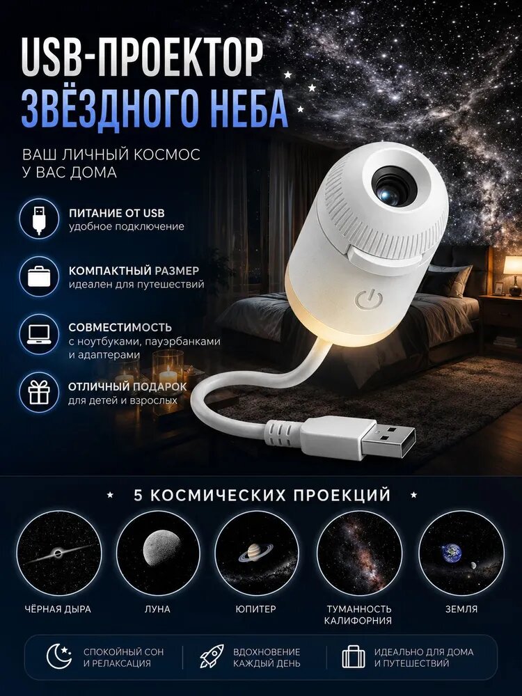 Проектор звездного неба 5W USB ночник