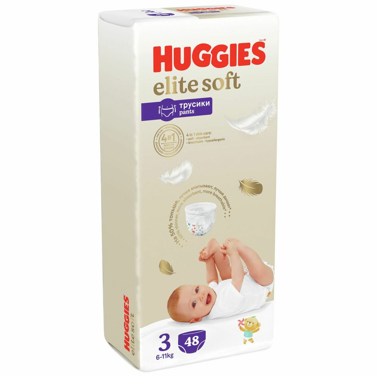Huggies Подгузники-трусики Elite Soft, 3 размер, 6-11кг, 48шт
