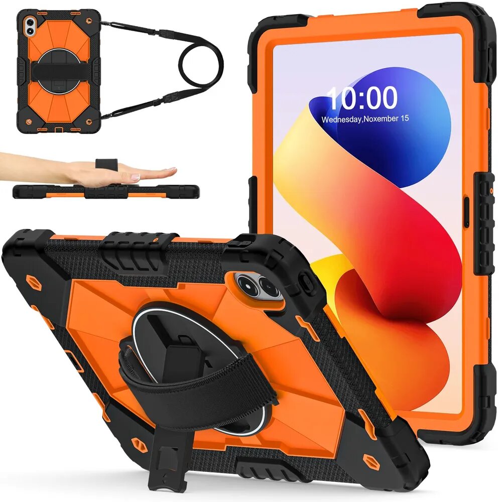 Чехол на Xiaomi Redmi Pad 2 Pro 2025 (12.1")/Сяоми Редми Пад 2 Про 2025, Противоударный чехол для защиты детей с кронштейном и плечевой ремень, Смешанные цвета