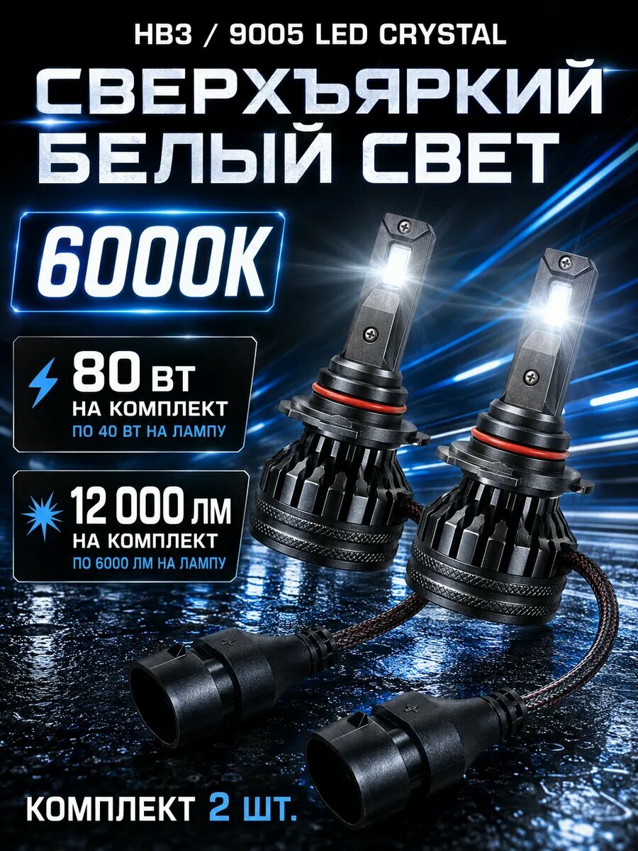 Cветодиодные лампы HB3 Led 9005 40W*2шт 12-24V
