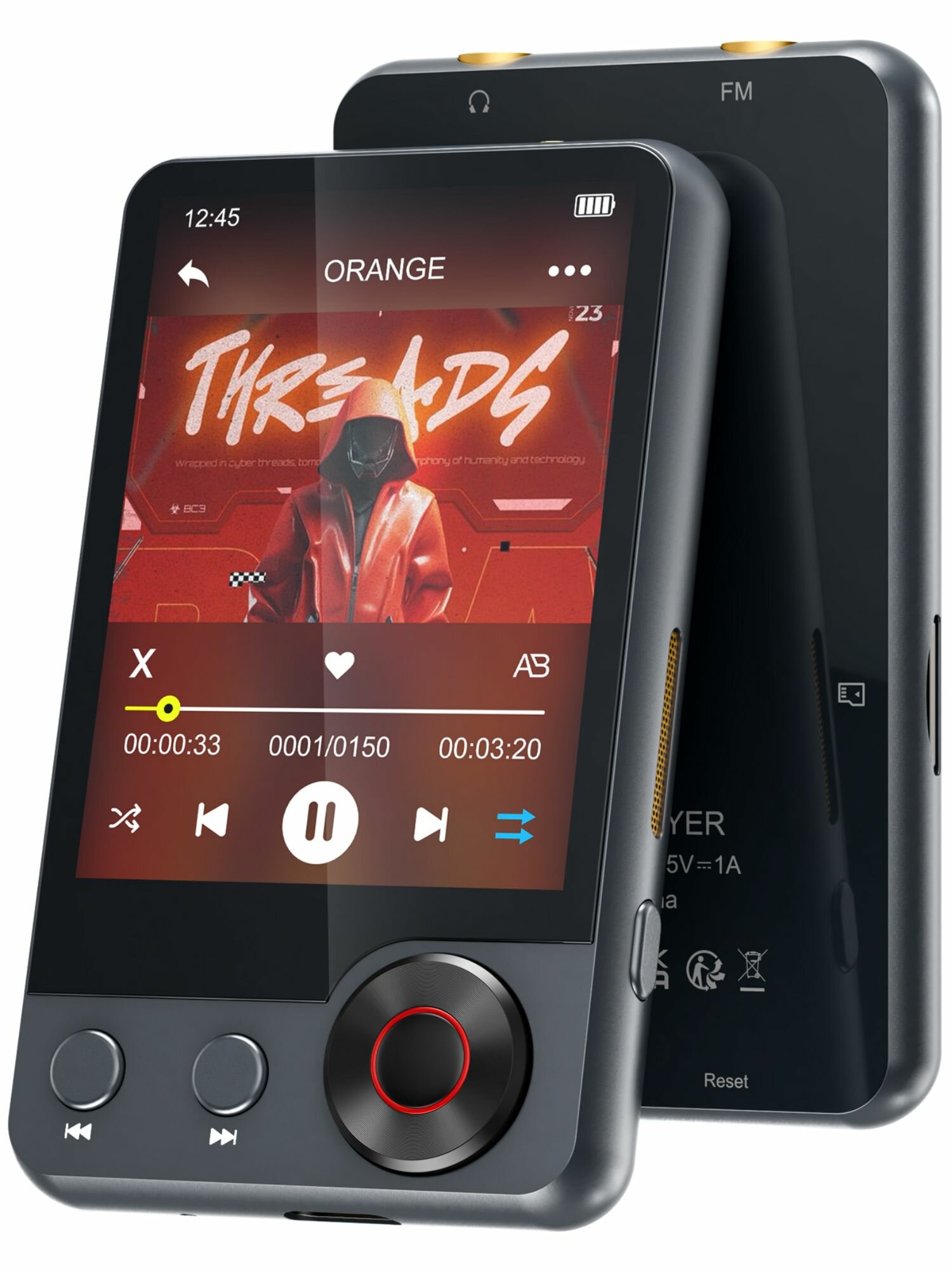 128 Гб MP3-плеер с Bluetooth 5.3, 2,4 портативный полноэкранный сенсорный музыкальный плеер с динамиком и слотом для карт Micro SD, FM-радио, запись голоса, наушники, для детей и прогулок