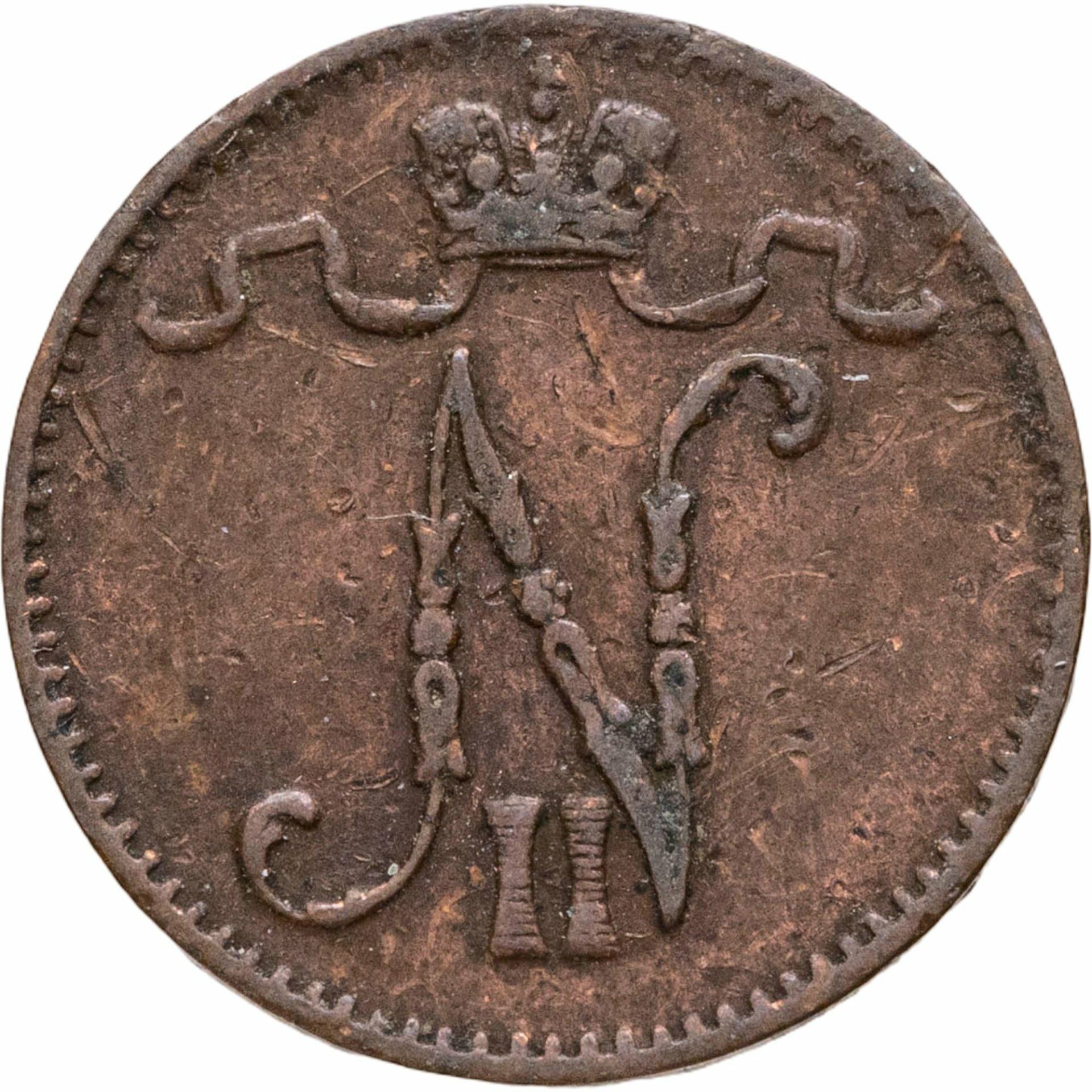 1 пенни penni 1904 Российская Финляндия, Медь, в сохранности VF