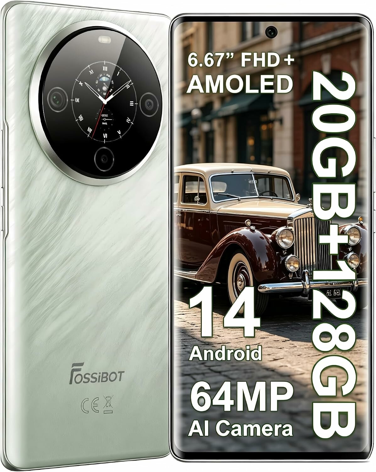 Смартфон FOSSIBOT S3 Pro, 6,67-дюймовый AMOLED-экран, 20 (6+14) ГБ 128 ГБ, 5000 мАч