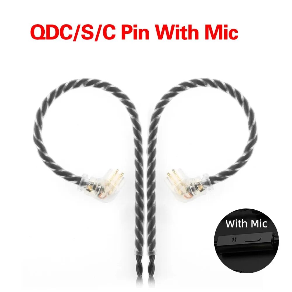 Кабель для наушников TRN QDC/S/ C Pin, модернизированный провод для наушников 3,5 мм с микрофоном/без микрофона, линейка наушников для гарнитур KZ ZSN EDX PRO Castor D-Fi EDA TRN MT1 TANGZU WANER SG
