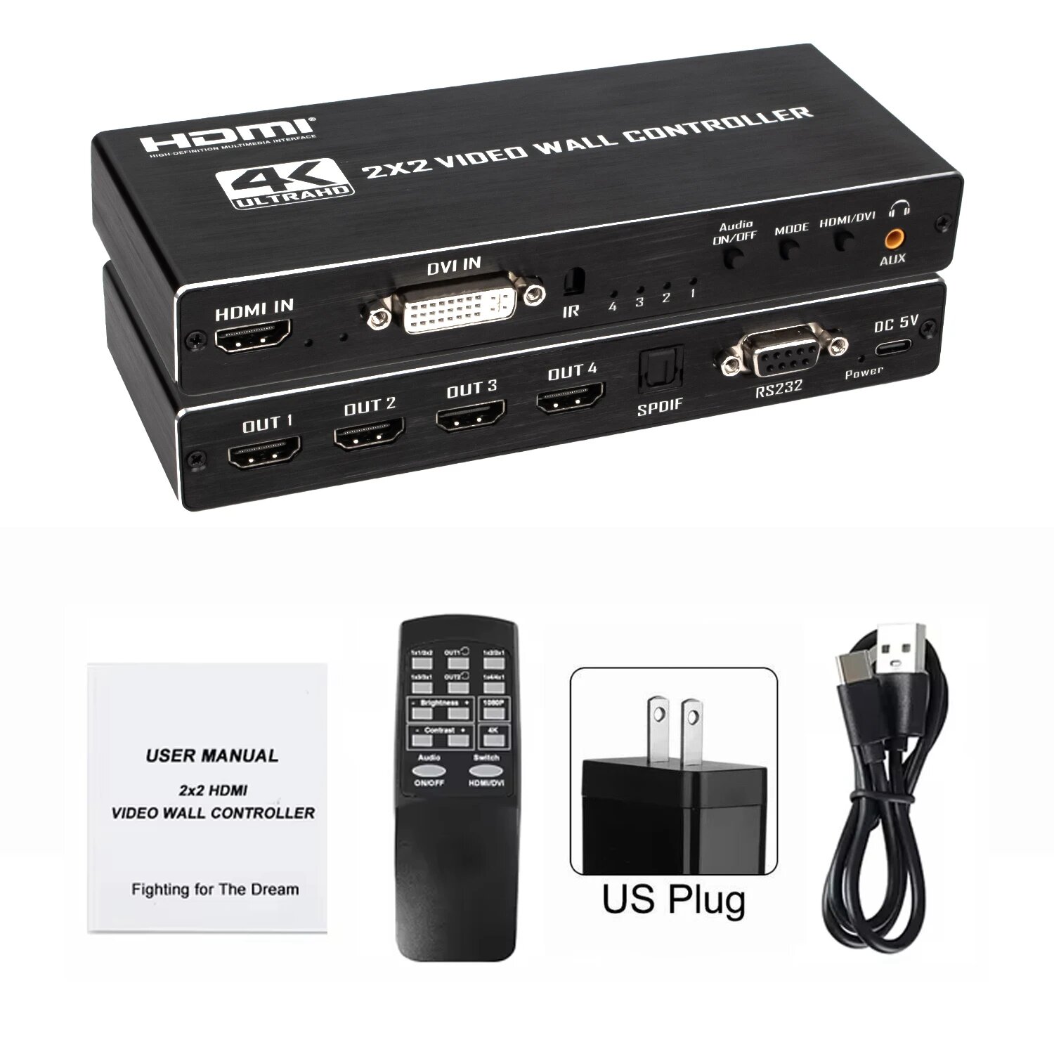 Контроллер видеостены 4K 2x2 US Plug
