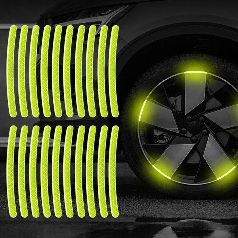 Светоотражающие наклейки на колеса 20 шт Зеленый, Fluorescent yellow