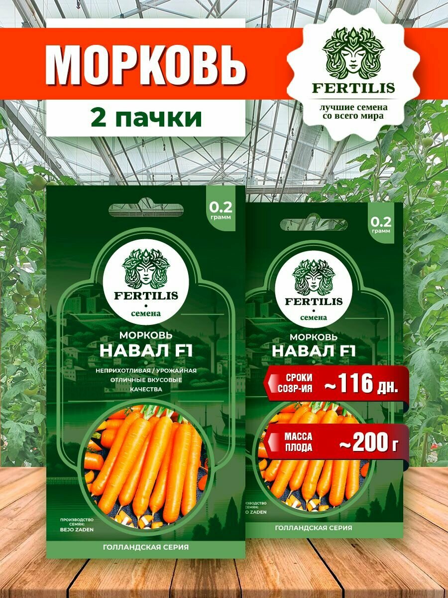Семена урожайной моркови Навал F1 от компании Fertilis (2 пачки)