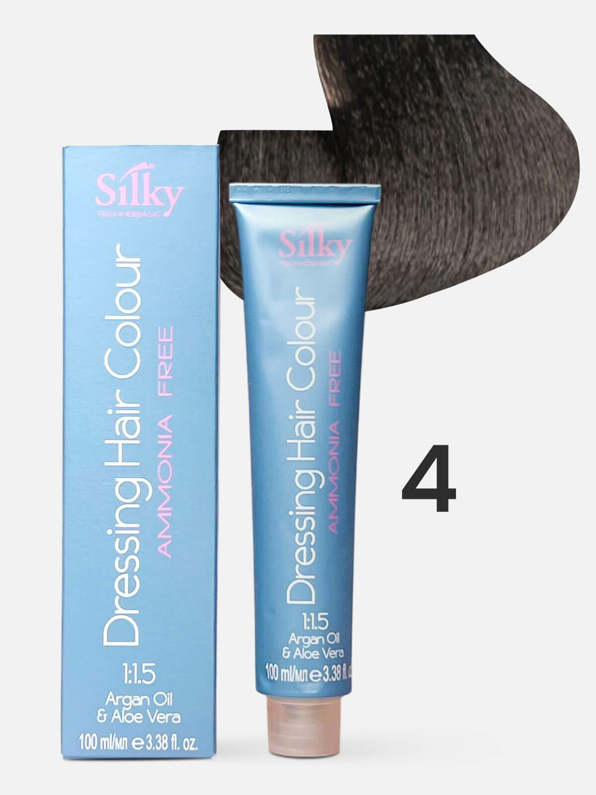 Крем - краска для волос профессиональная без аммиака Silky Dressing Haircolor 4 Каштановый, 100 мл