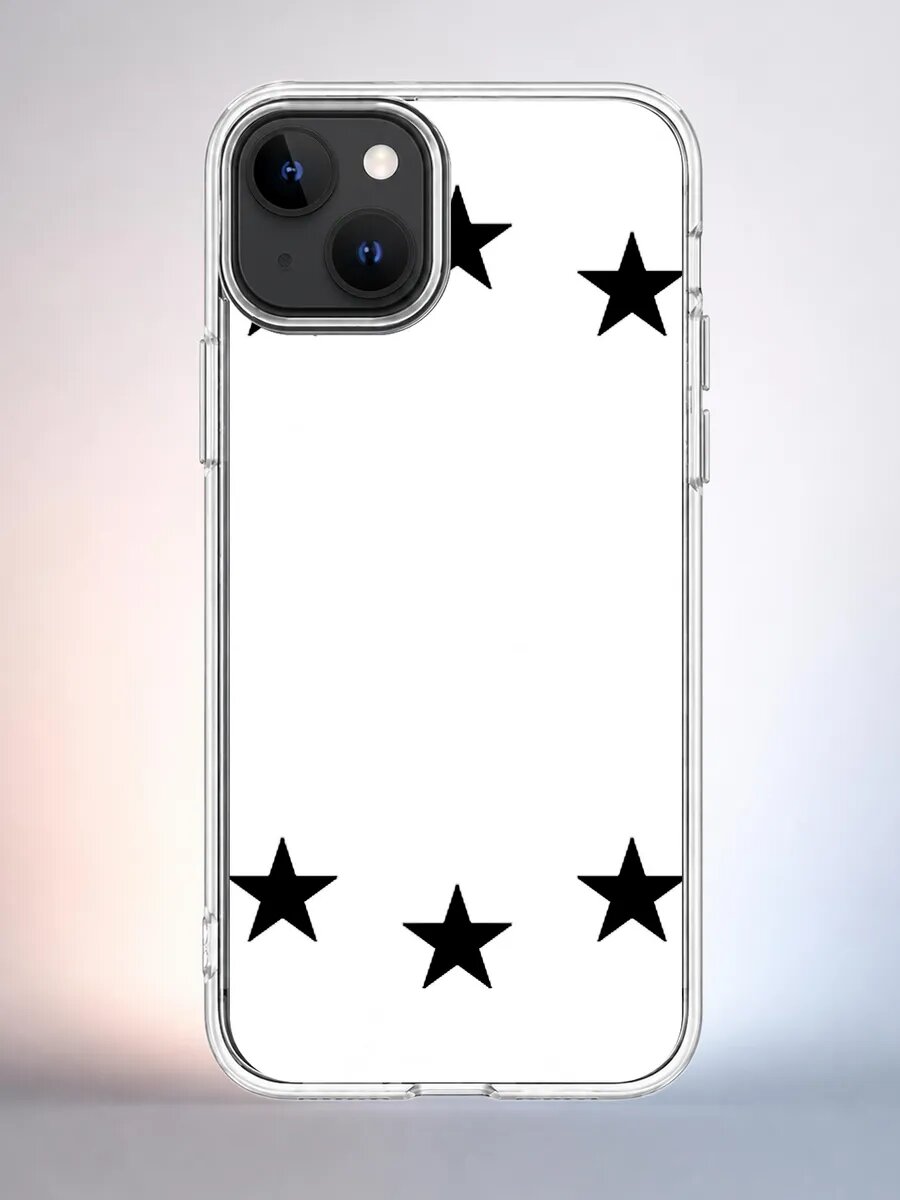 Чехол iPhone 15 звёзды круг силиконовый прозрачный