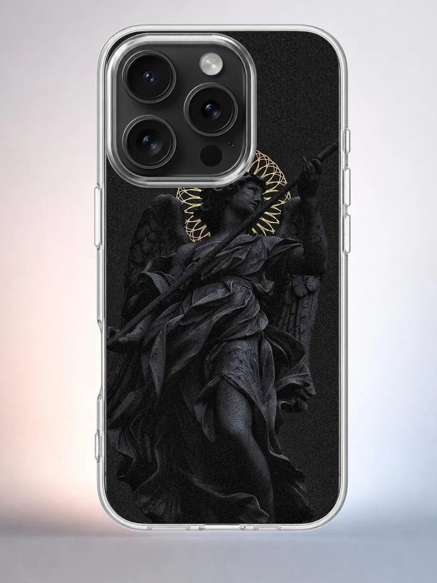 Чехол iPhone 15 Pro ангел с нимбом силиконовый