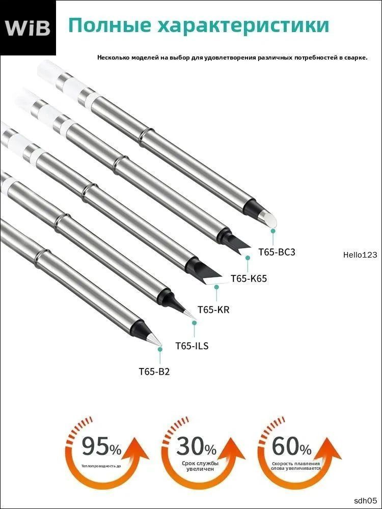 WIB Жало для паяльника HS01-5PCS (GVDA, SH72, XIAOMI RGS65, T65)