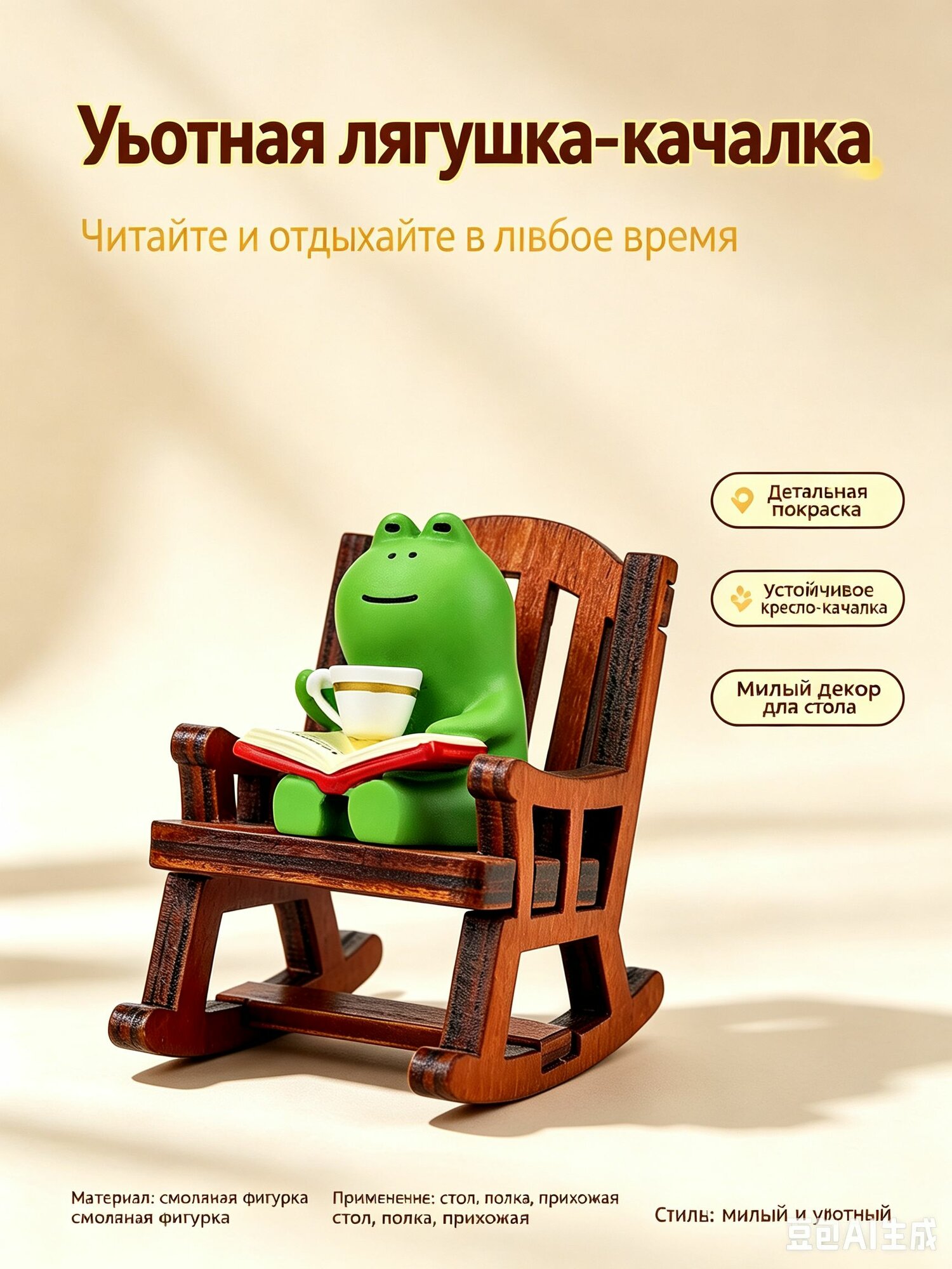 Орнамент для украшения интерьера. Лягушка сидит на кресле-качалке.