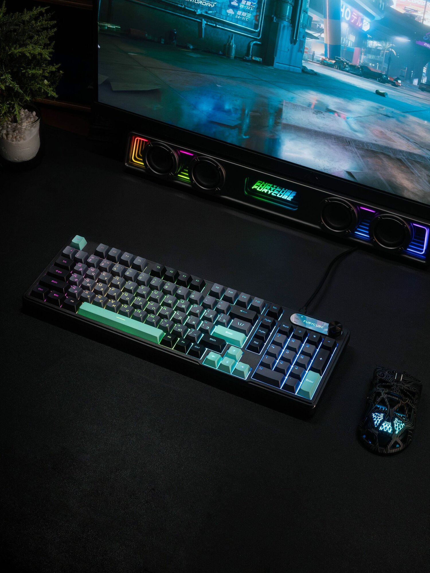 IP98Игровая клавиатура проводная пленочная клавиатура с боковым нанесением символов и подсветкой. влаго- и пылезащита, раскладка на русском языке, RGB-подсветка. Градиентно-серый цвет.
