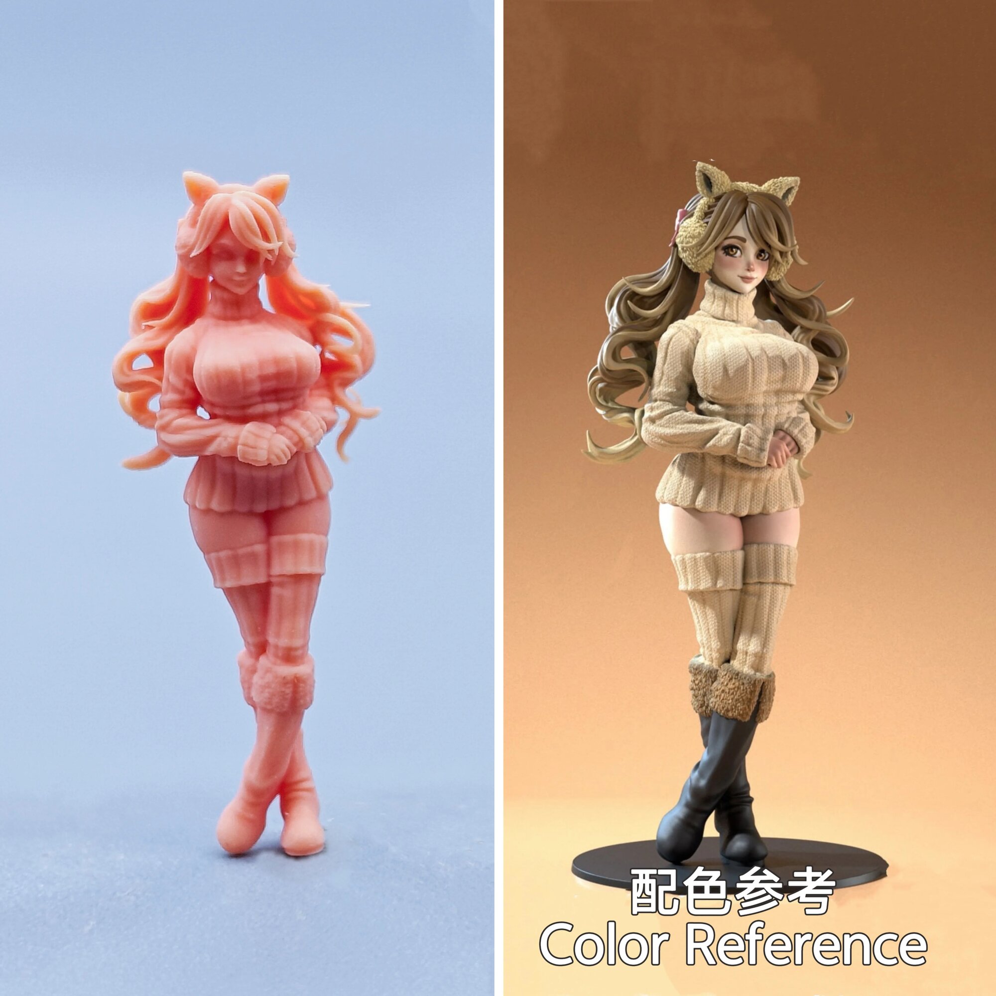 Миниатюрная фигурка из смолы EHCMODEL 1/64 Неокрашенная девушка зимний наряд