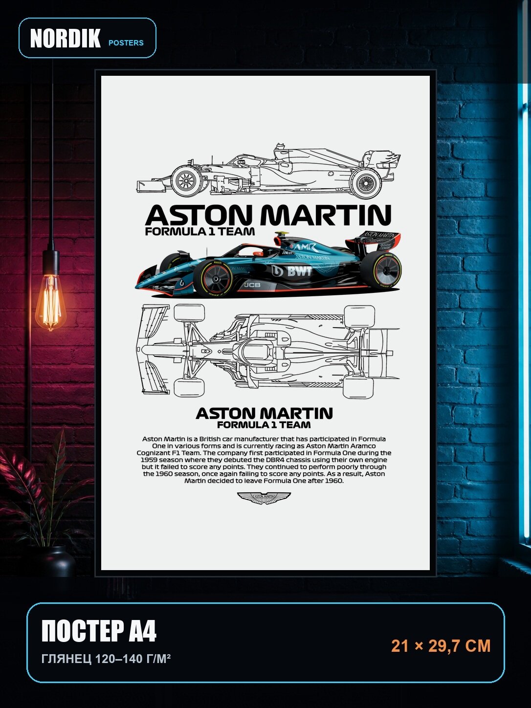 Постер Формула 1 болид Aston Martin A4