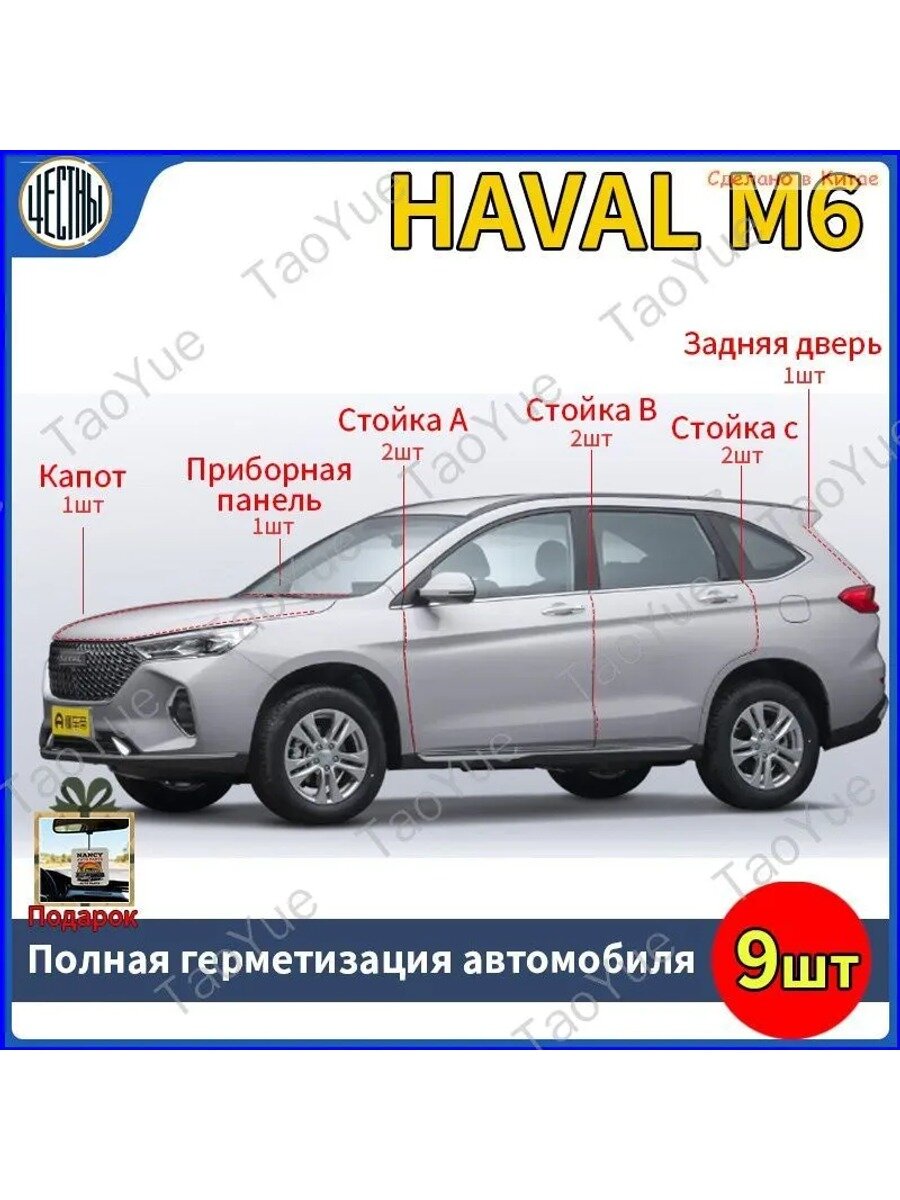 9шт, уплотнитель двери автомобиля/уплотнитель автомобильный/HAVAL M6/HAVAL M6 аксессуары