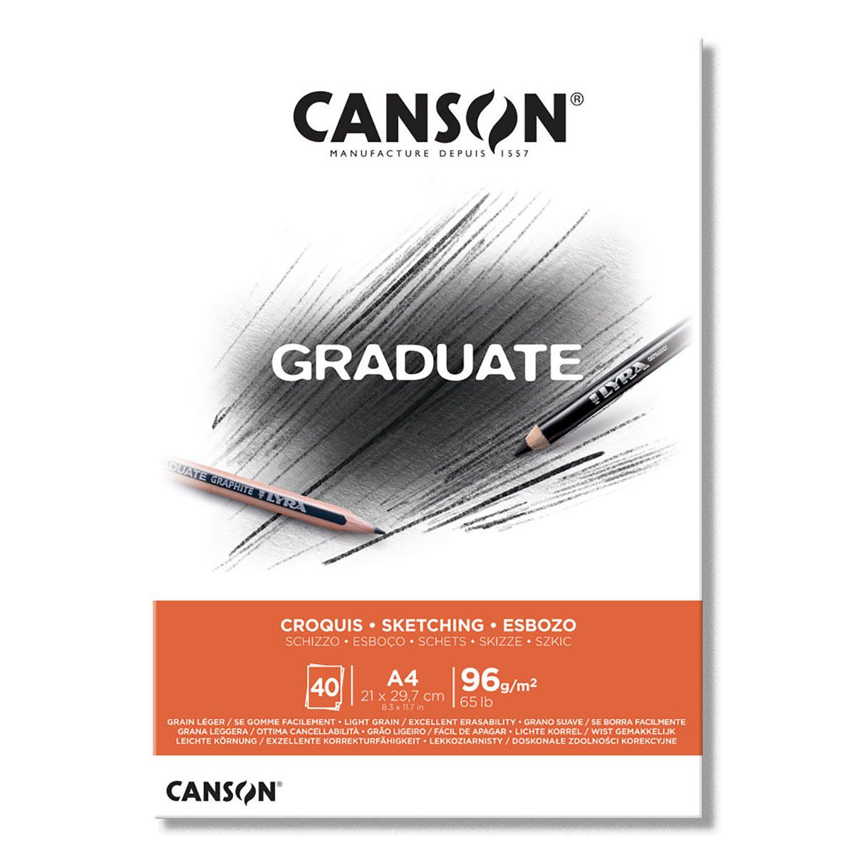"Canson" Альбом для набросков "Graduate Sketching" 96 г/м2 A4 21 х 27.9 см склейка с одной стороны 40 л.